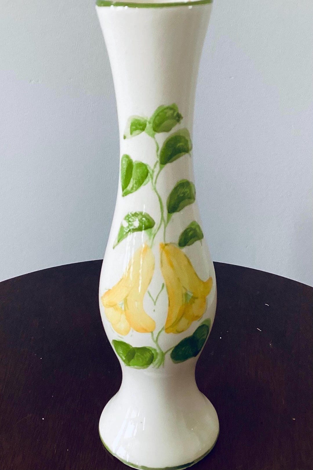 Vintage FTDA Floral Bud Vase, Vintage White & Yellow Bud Vase, Vintage ...