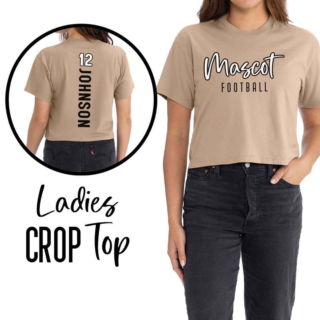 Custom Football Crop Top, Personalized Football Boxy Croptop Tee ...