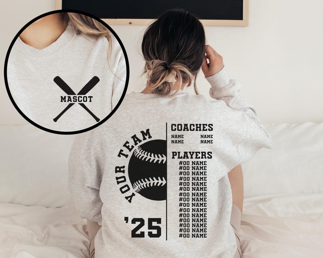 Custom Baseball Sweatshirt, Personalized Baseball Roster Shirt ...