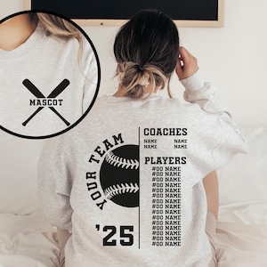Custom Baseball Sweatshirt, Personalized Baseball Roster Shirt ...