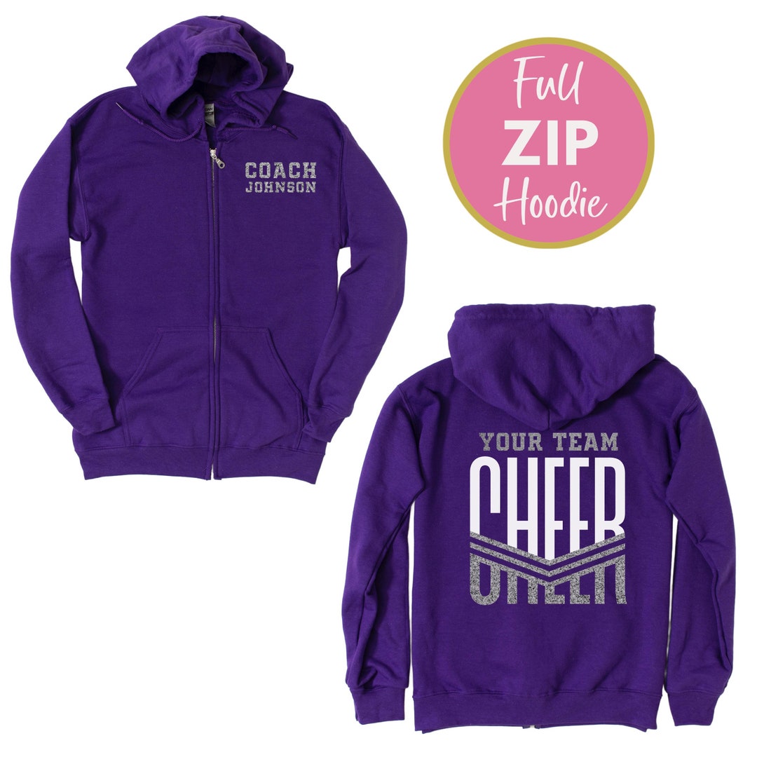 Custom Cheerleading Zip up Hoodie, Cheer Coach Zip Hoodie, Glitter ...