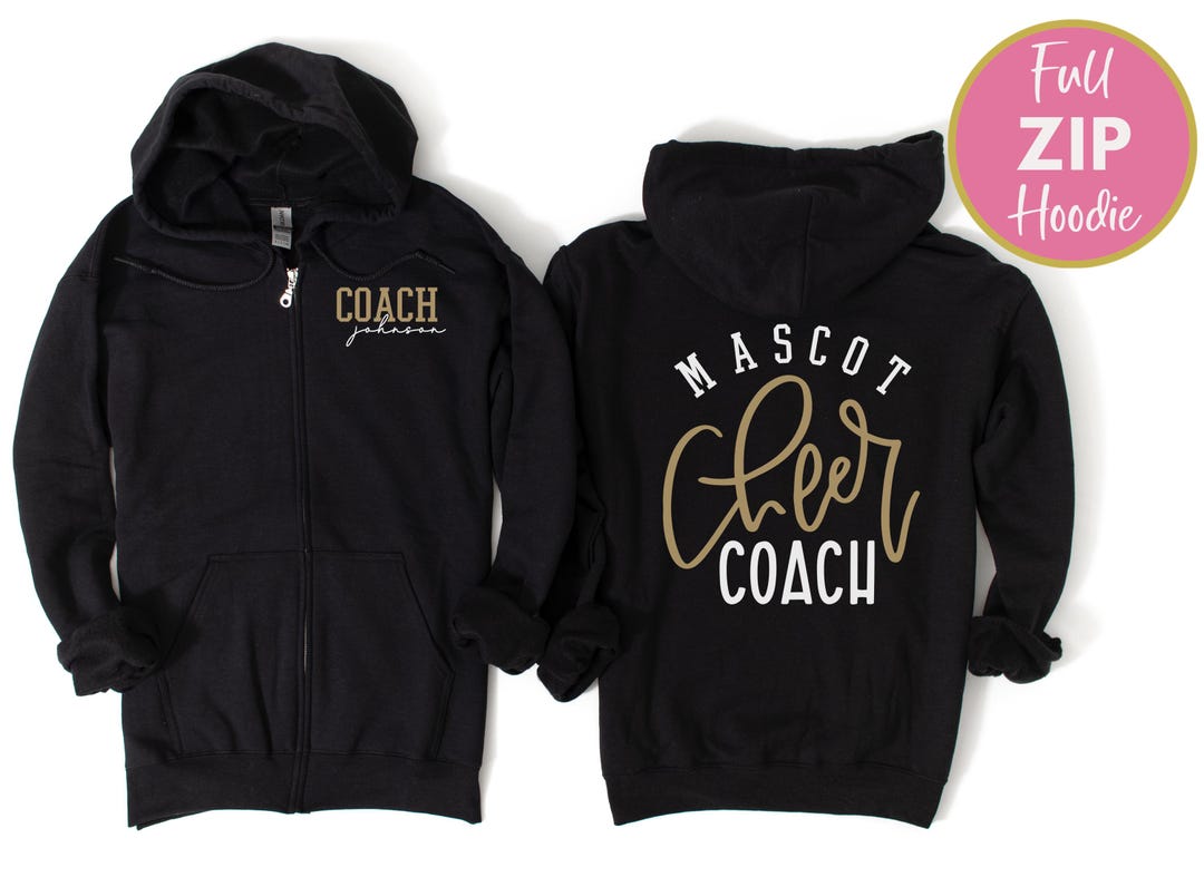 Custom Cheerleading Zip up Hoodie, Cheer Coach Zip Hoodie, Glitter ...