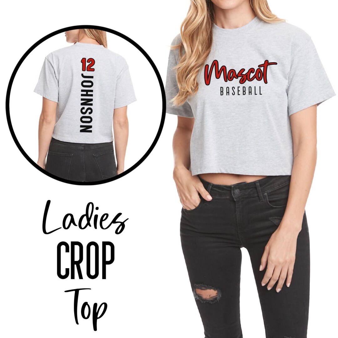 Custom Baseball Crop Top, Personalized Baseball Boxy Croptop Tee ...