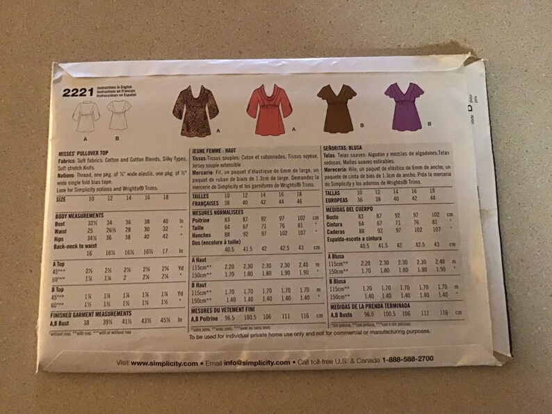 Its so Easy 2221 Simplicity Sewing Pattern Misses Pullover - Etsy