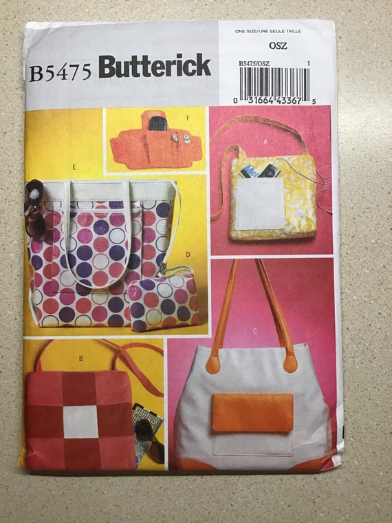 Butterick B5475 Totes Bags and Wrist Wallet Sewing Pattern - Etsy