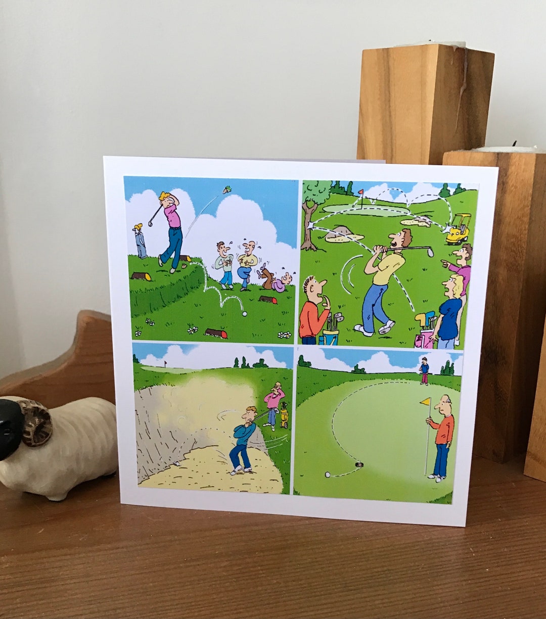Sequence of Funny Golf Cartoons Showing 4 Stages in a Round of Golf ...
