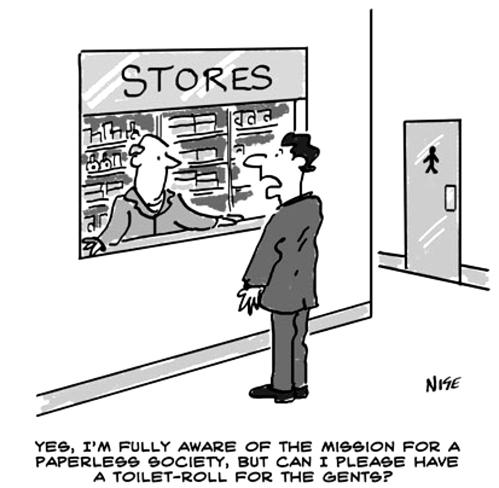 Paperless Society Cartoon Greetings Card - Funny Greetings Card - Etsy UK