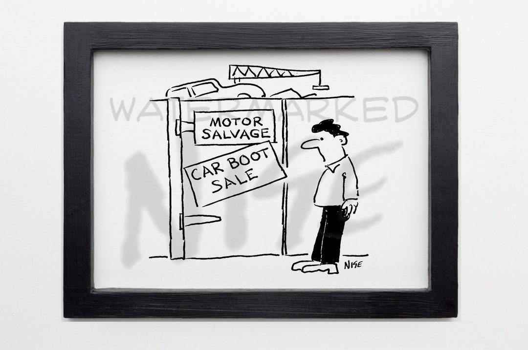 Car Boot Sale at a Scrapyard Cartoon - Download Now! - Etsy