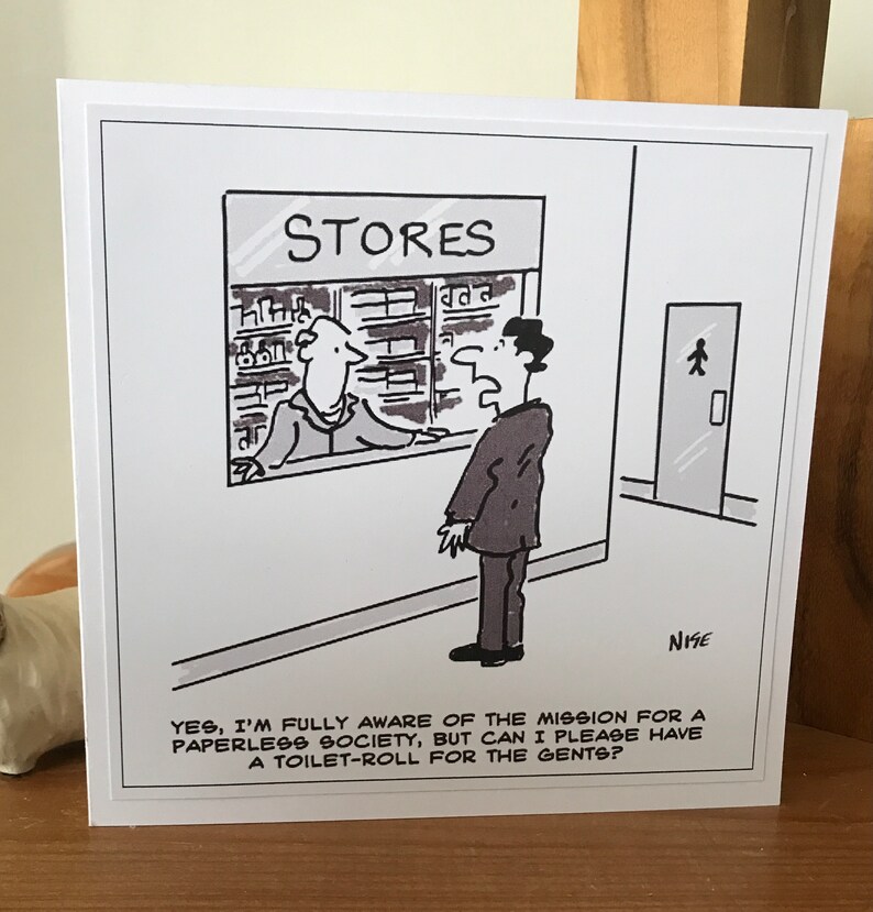 Paperless Society Cartoon Greetings Card - Funny Greetings Card - Etsy UK