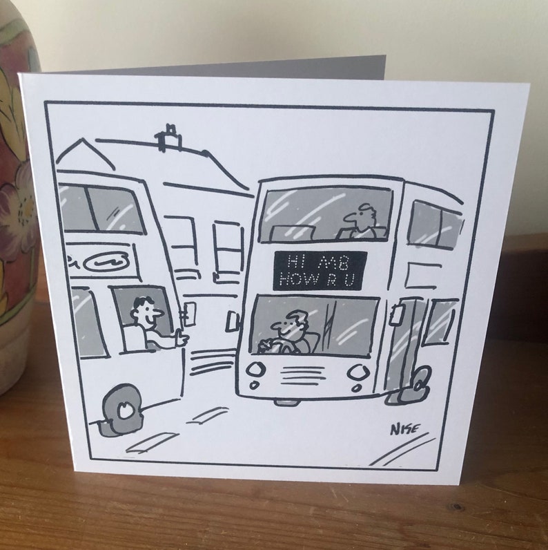 Bus Drivers Saying Hello to Each Other - Greetings Card - Etsy UK