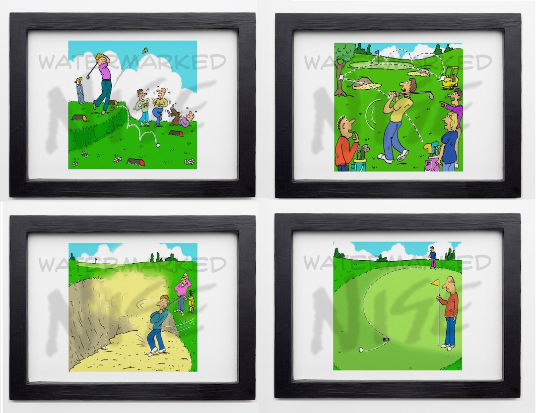 Set of Four Funny Golf Cartoons to Download for Personal Use. Four Golf ...
