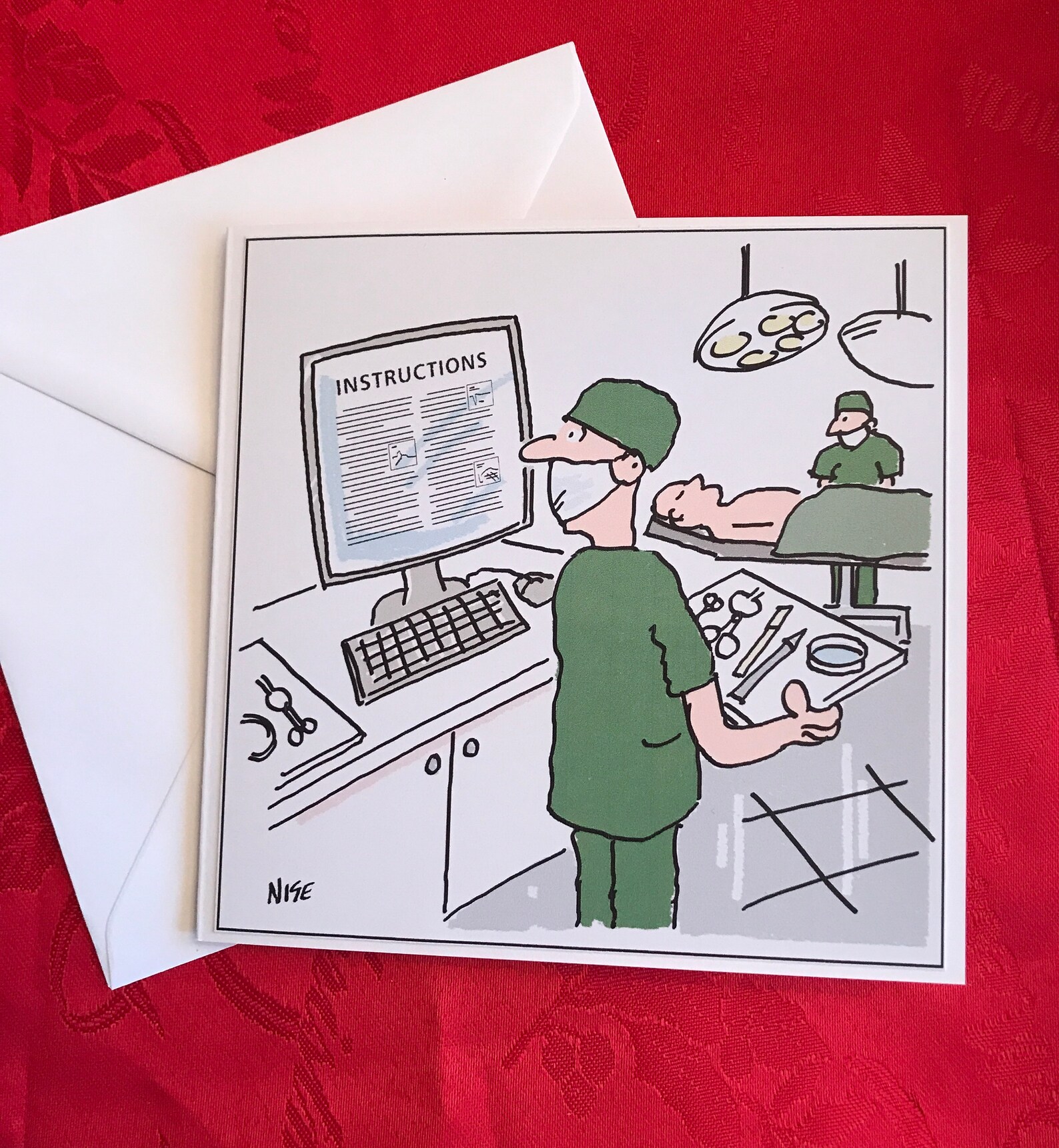 Funny Hospital Operation Themed Cartoon Greetings Card With ...