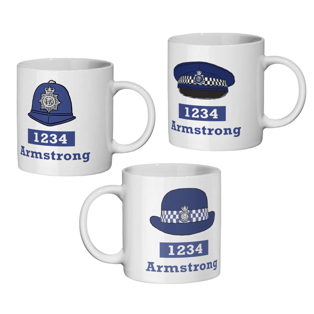 UK Police Mug With Police Helmet, Police Cap, or WPC Hat With Police ...