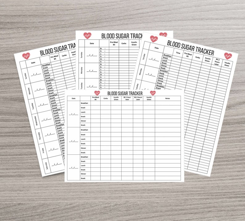Blood Sugar/glucose Tracking Sheets Plus for Diabetics - Etsy