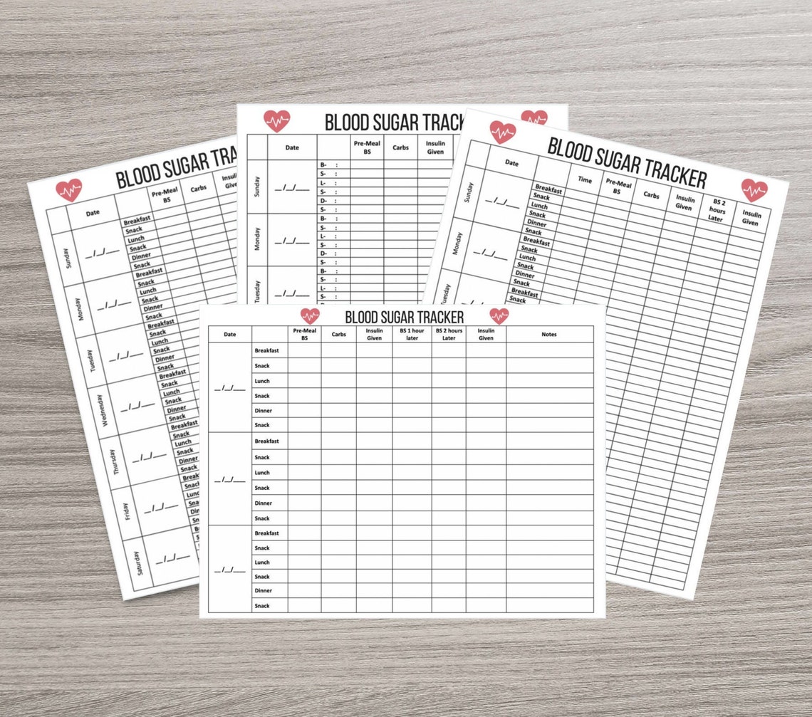 Diabetic Blood Sugar Tracking Sheets - Etsy