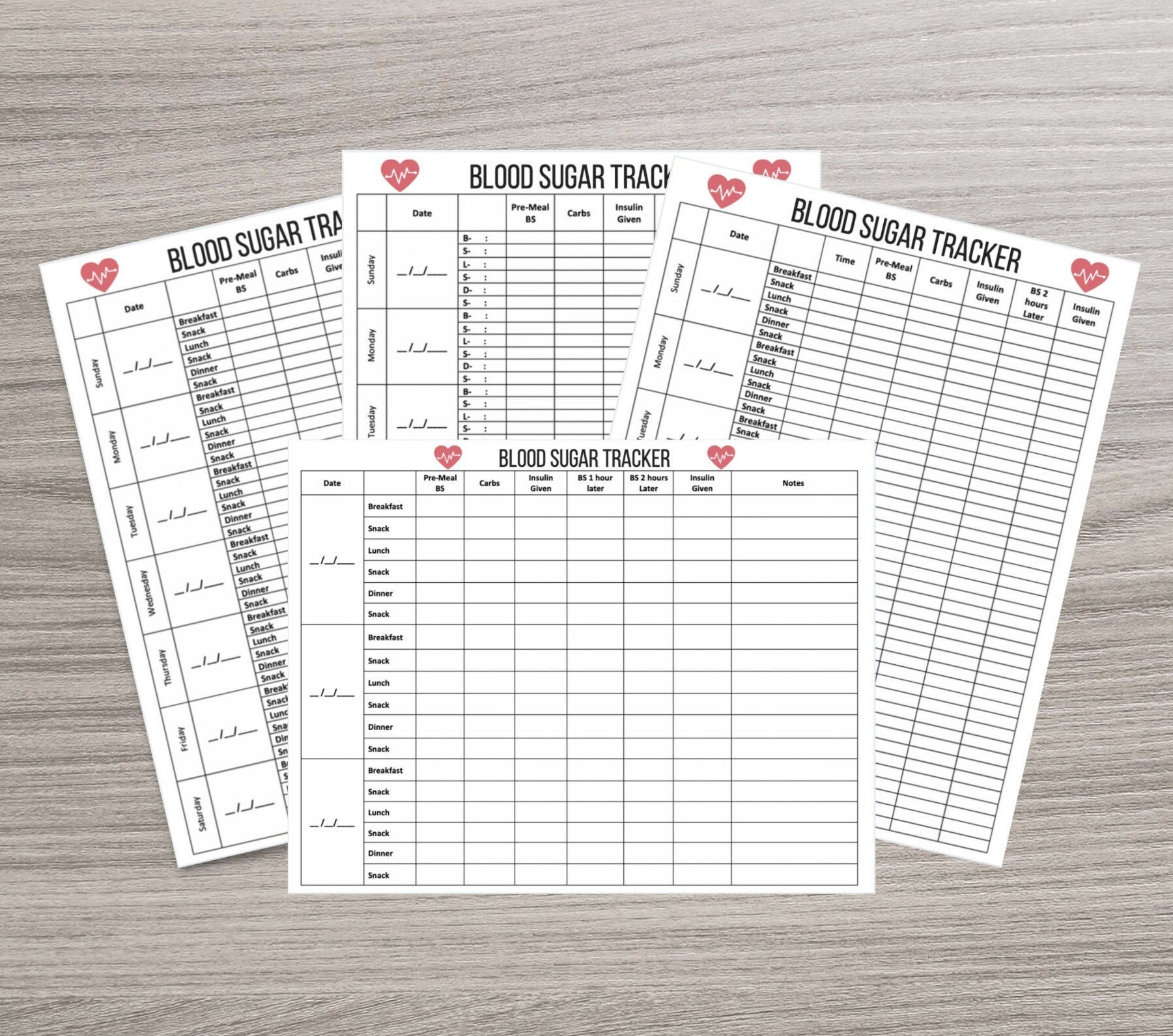 Diabetic Blood Sugar Tracking Sheets - Etsy