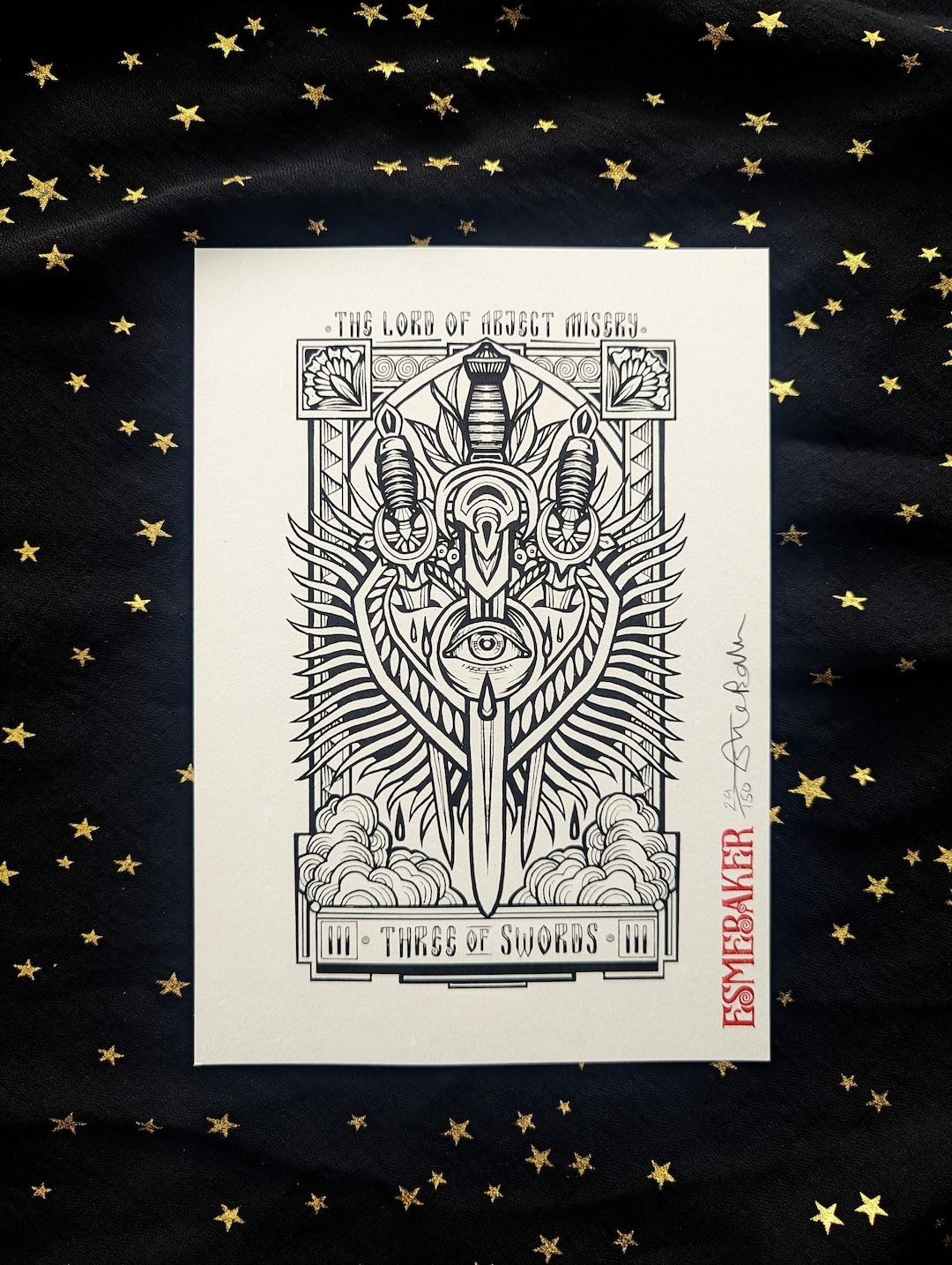 Three of Swords Tarot Art Print A5 by Esme Baker - Etsy
