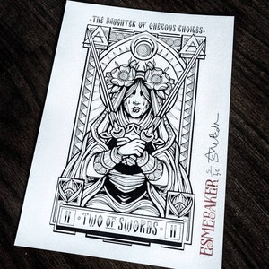 Two of Swords Tarot Art Print A5 by Esme Baker - Etsy
