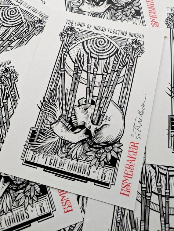 Ten of Wands Tarot Art Print A5 by Esme Baker - Etsy