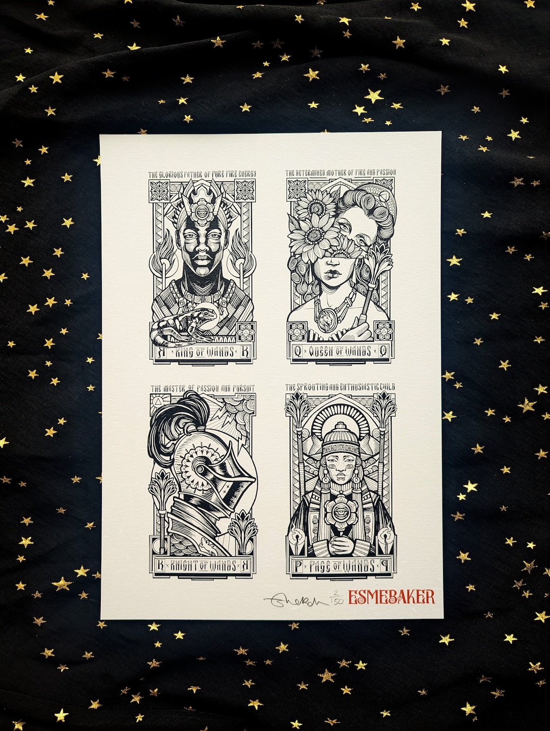 Suit of Wands Tarot Art Print A4 - by Esme Baker - Etsy