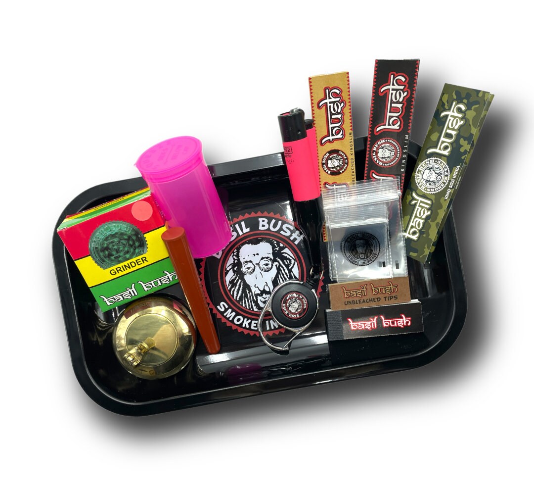 Basil Bush Deluxe Smokers Tray Set With Metal Pocket Ashtray - Etsy