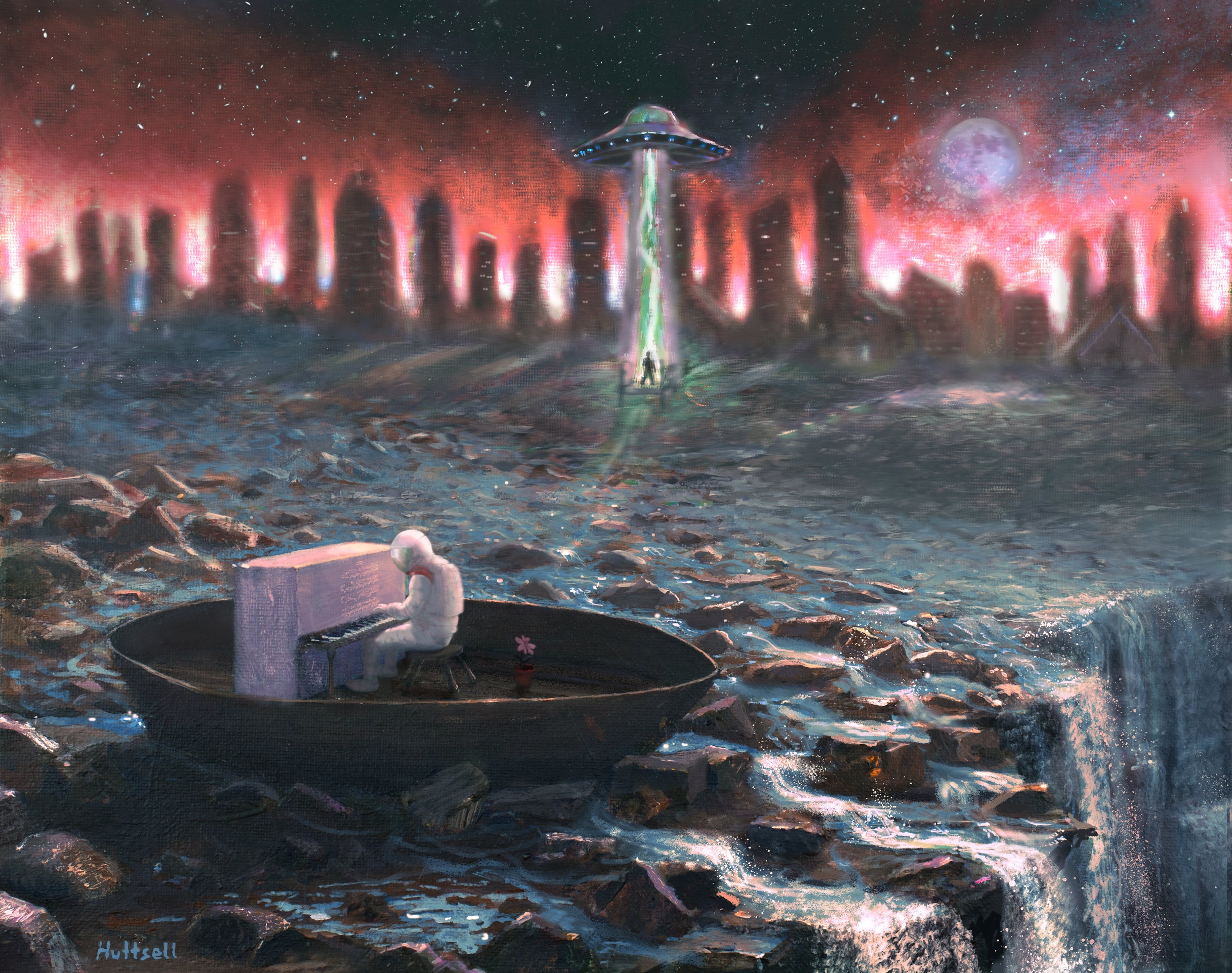 UFO Art Flying Saucer Alien Surreal Science Fiction Fantasy - Etsy