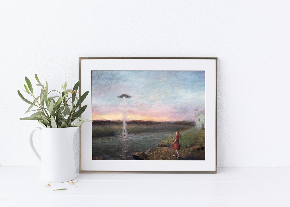 UFO Art Alien Flying Saucer Strange Weird Stuff Trippy | Etsy