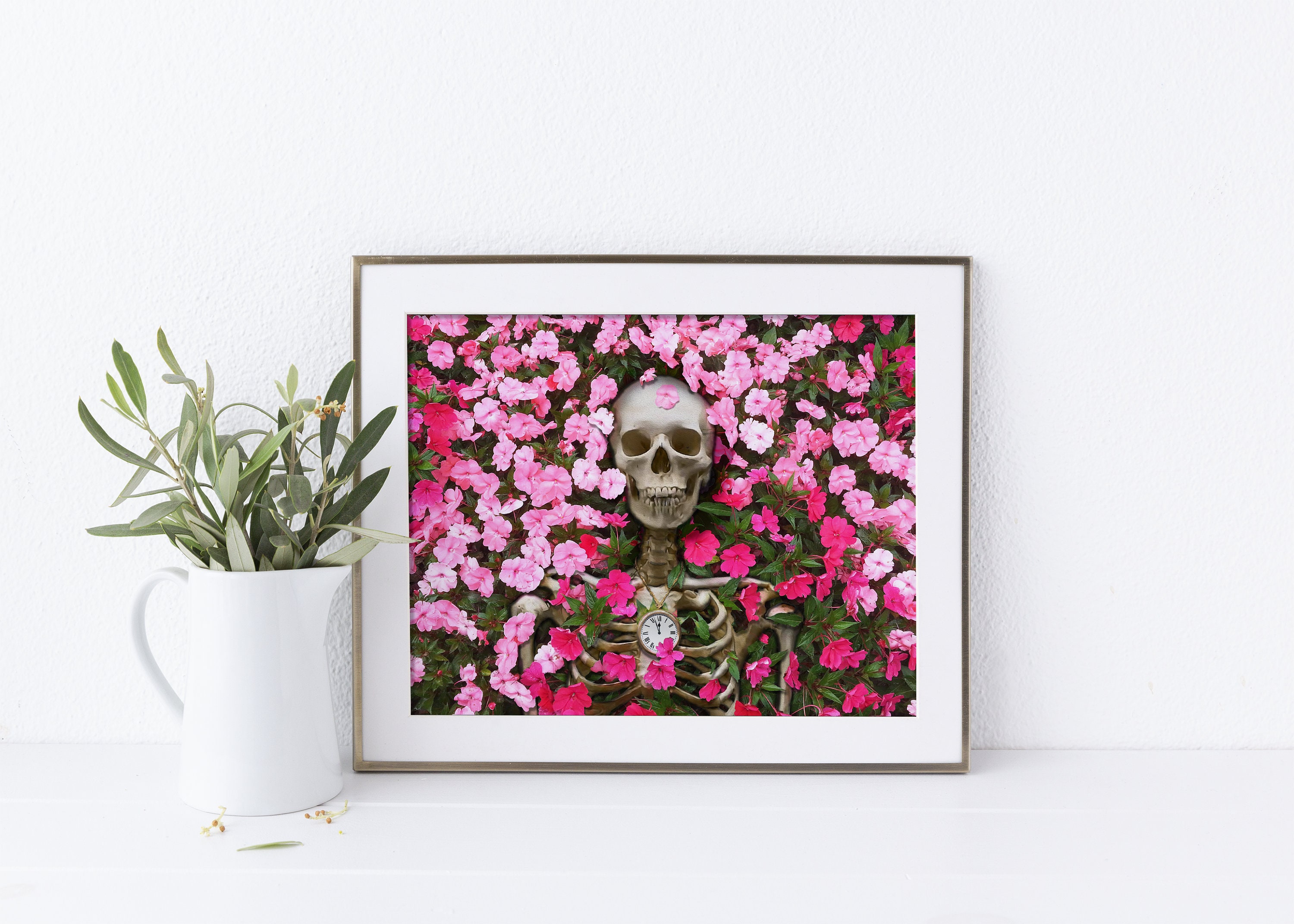 Skeleton Poster - Floral Skull Flowers - Memento Mori - Psychedelic ...