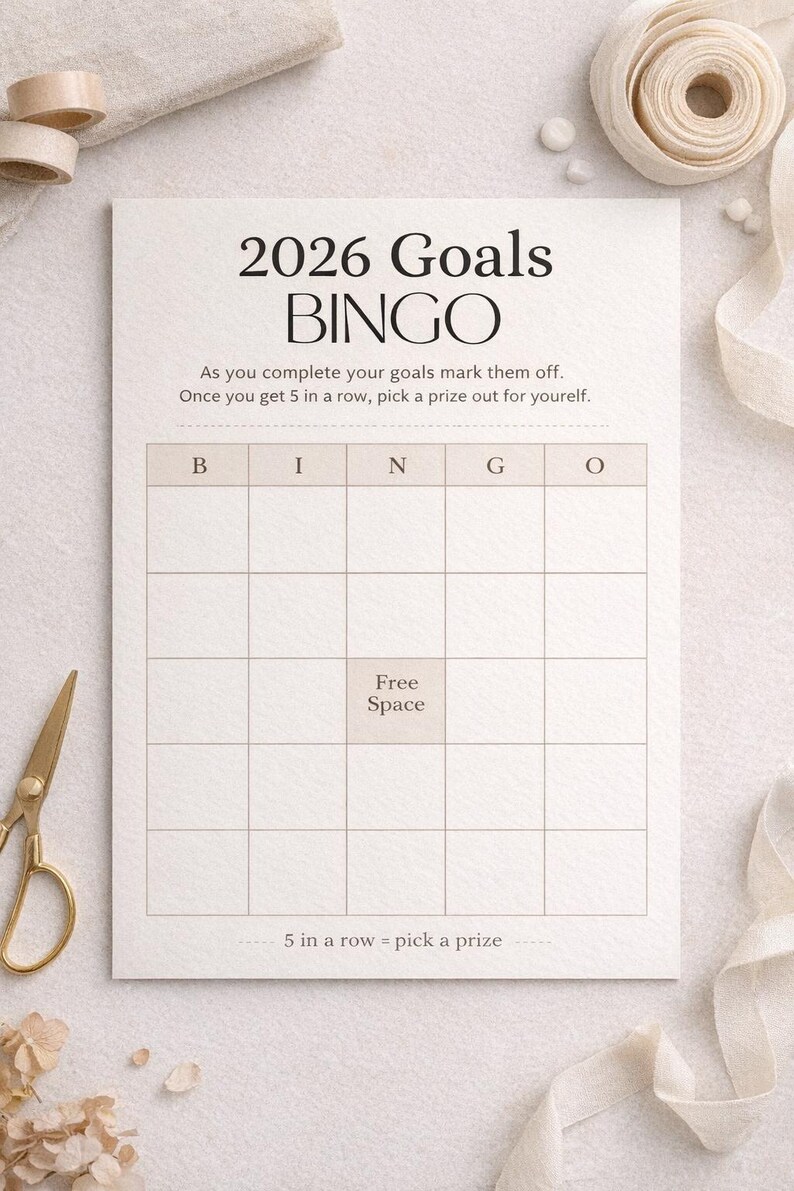 Goals Bingo Card 2026 | Habit Tracker, Self-care (printable PDF) - Etsy