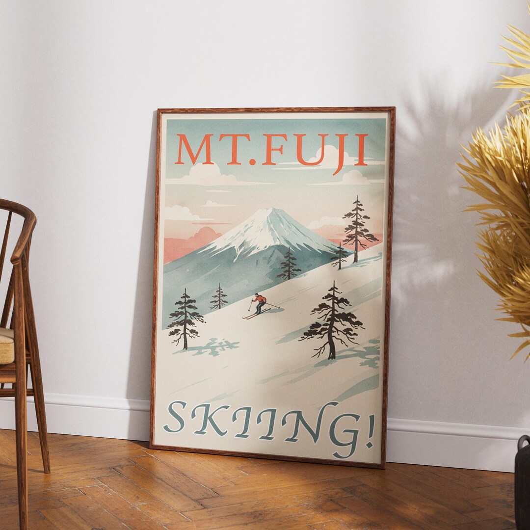Vintage Japanese Ski Poster - Minimalist Mountain Wall Art - Japan ...