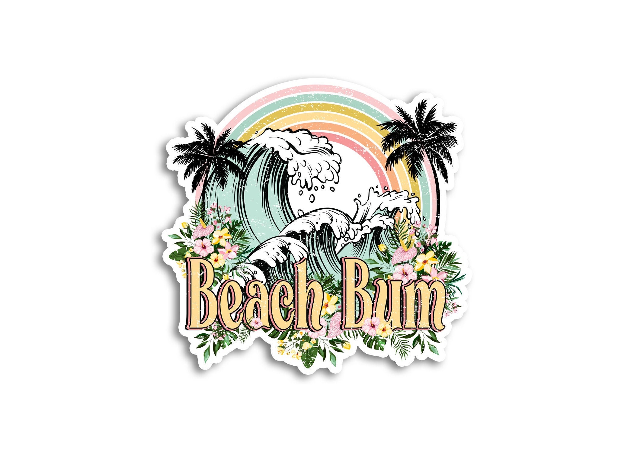 Retro Beach Bum Sticker Vinyl Stickers Laptop Stickers | Etsy