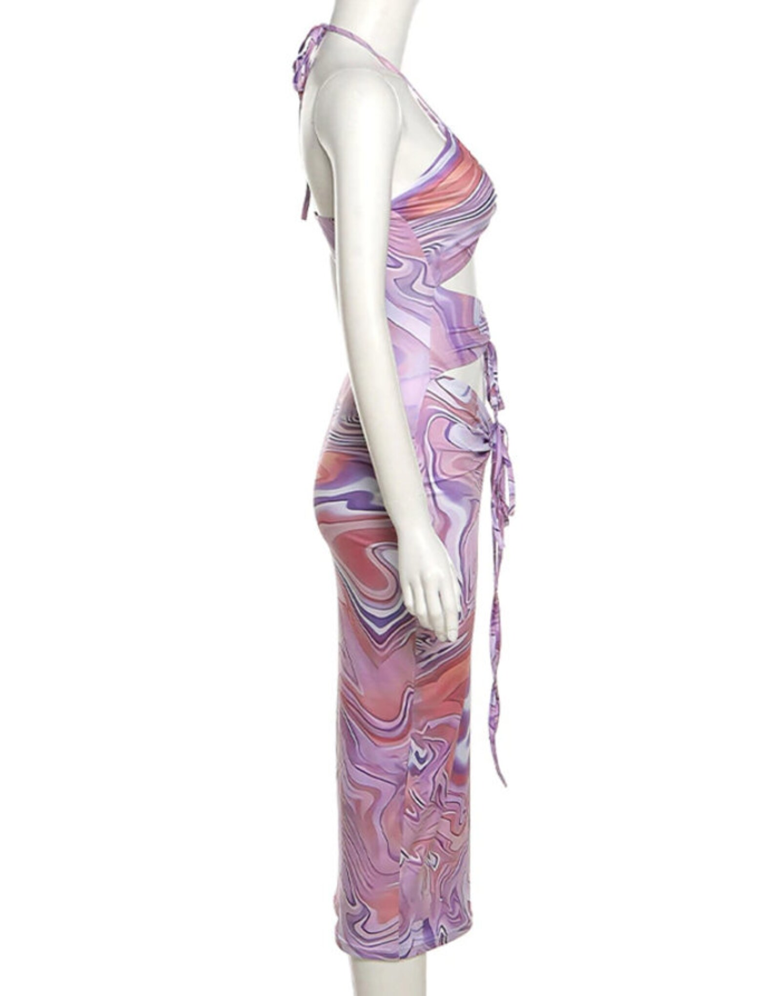 Swirl Print Cut Out Bandage Dress Sexy Ruched Midi Dress - Etsy