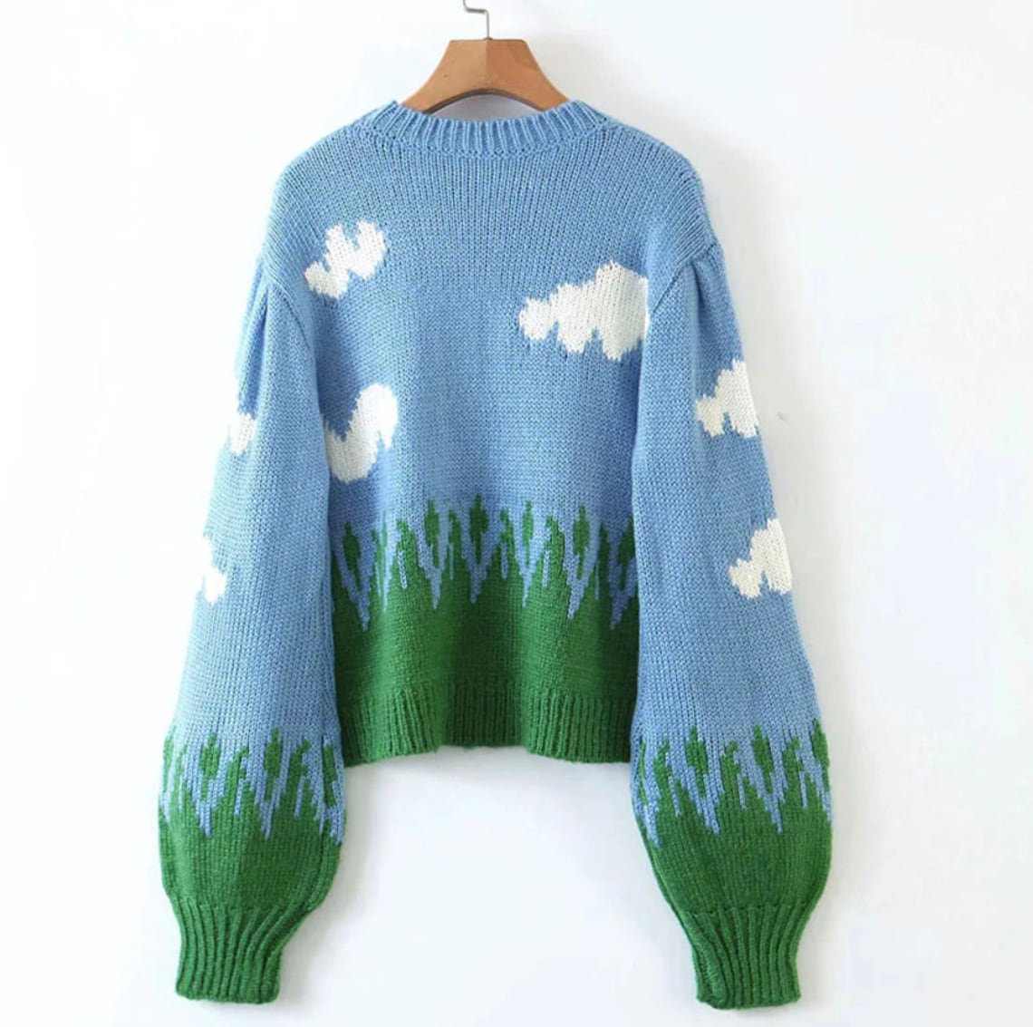 Knitted Cloudy Women Sweater O Neck Cloud Print Sweater | Etsy Knitted Cloudy Women Sweater O Neck Cloud Print Sweater | Etsy