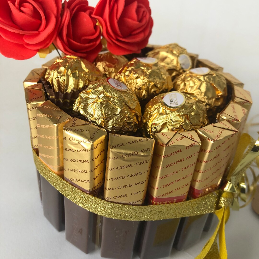Merci, Rocher Torte, Pralinen Torte, Geschenk, Schokolade, gold - Etsy.de