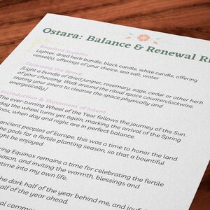 Ostara Ritual Workbook, Balance & Renewal Ritual for Solitary ...