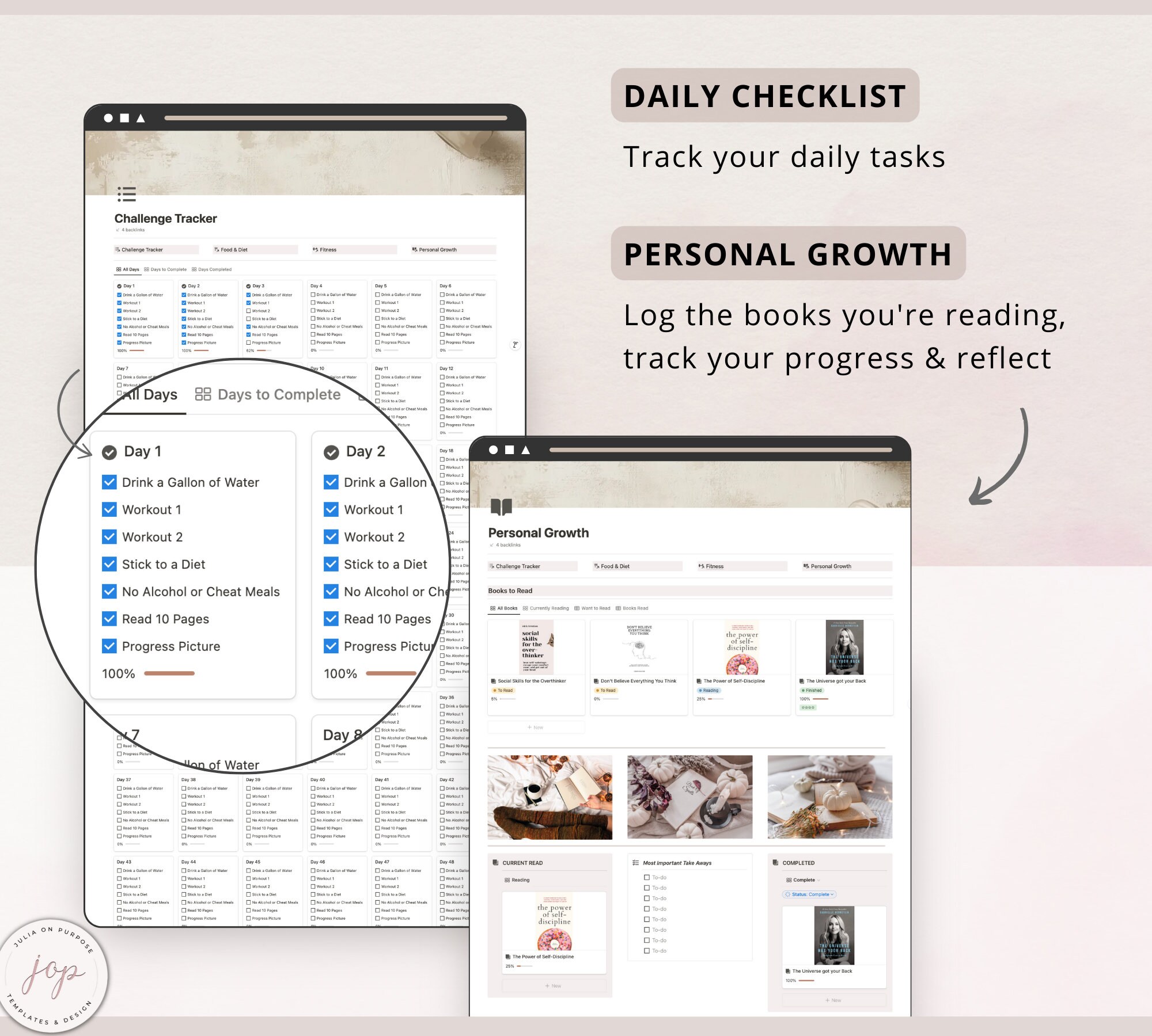 75 Hard Challenge Tracker Notion Template, Workout Tracker Meal Planner ...