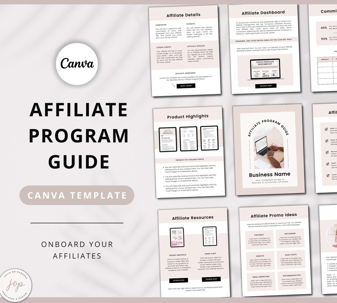 Affiliate Program Guide Canva Template | Affiliate Welcome Guide ...