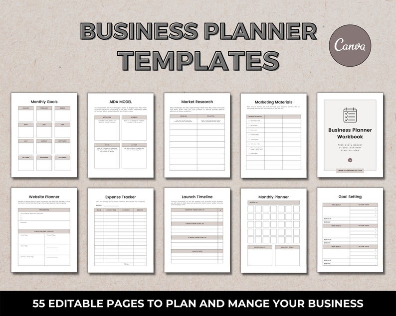 Business Planner Workbook Canva Template Business Plan - Etsy