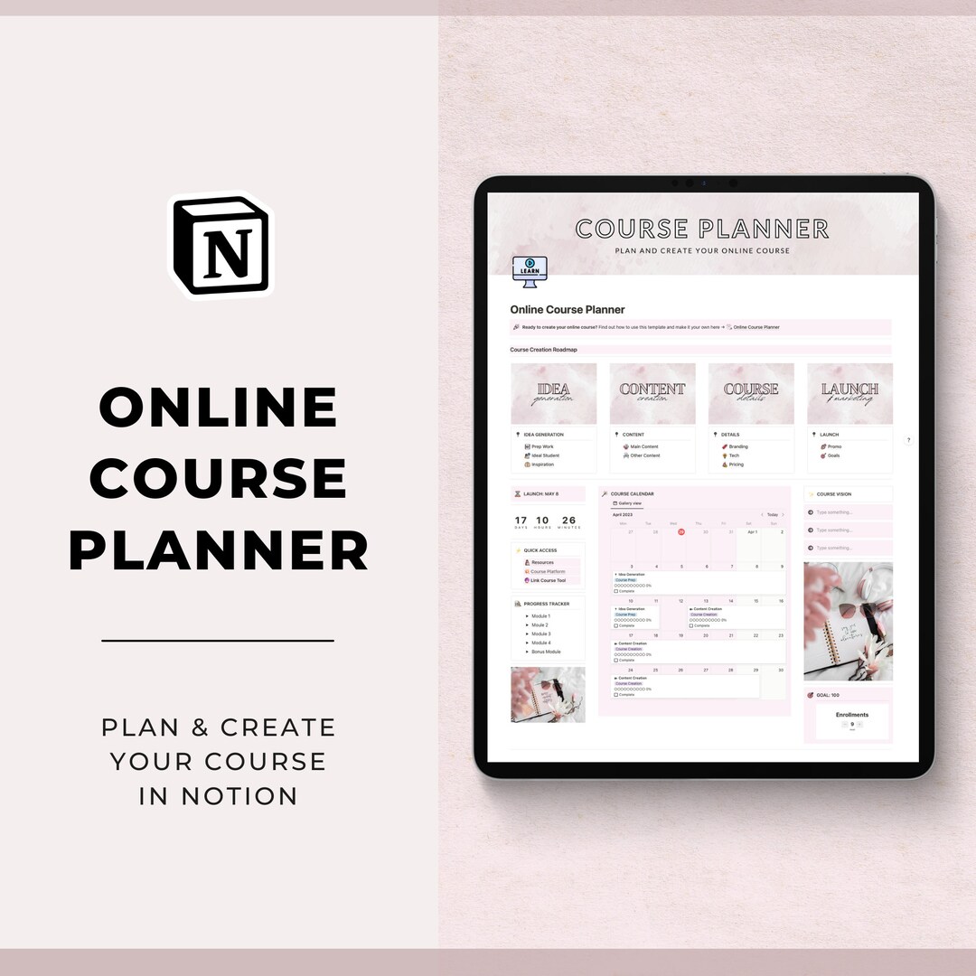 Notion Template Online Course Planner Course Creator Online Course Kit ...