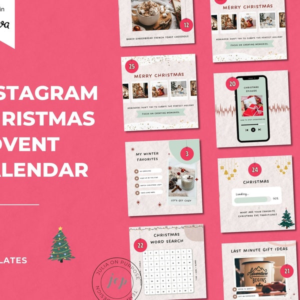 Canva Christmas Calendar Template - Etsy
