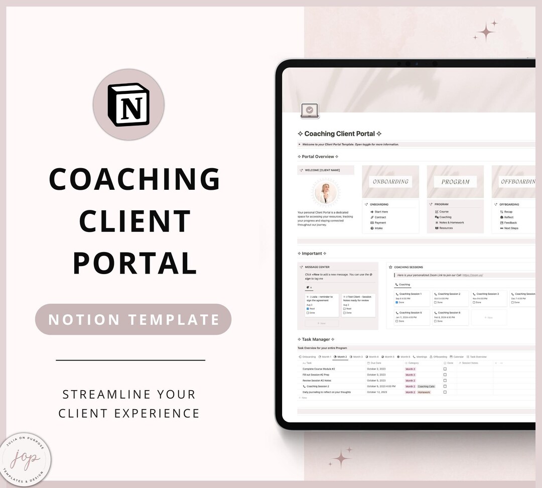 Coaching Client Portal Notion Template, Coach Client Onboarding in Notion Template for Coaches ...