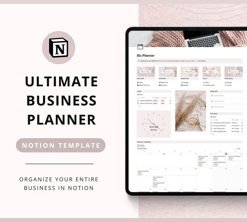 Notion Template Business Planner | Notion Dashboard Content Planner ...