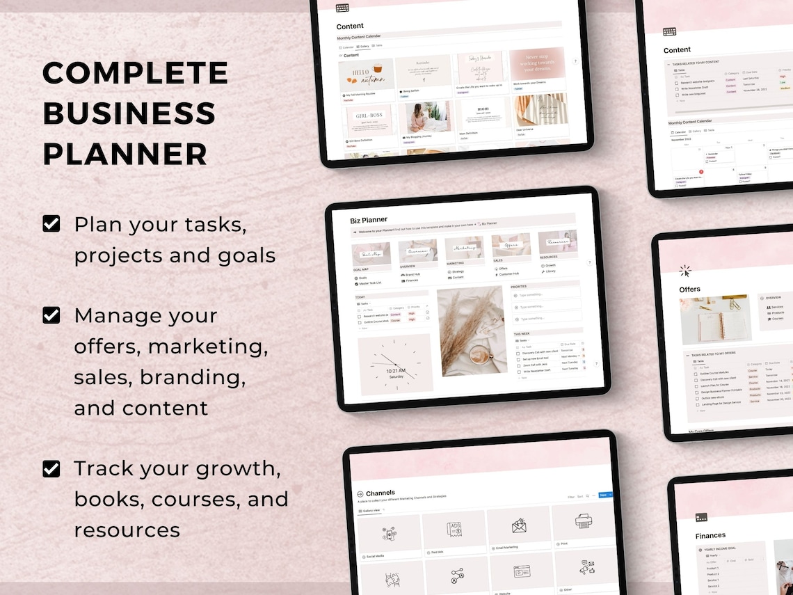 Notion Template Business Planner Notion Dashboard Content - Etsy