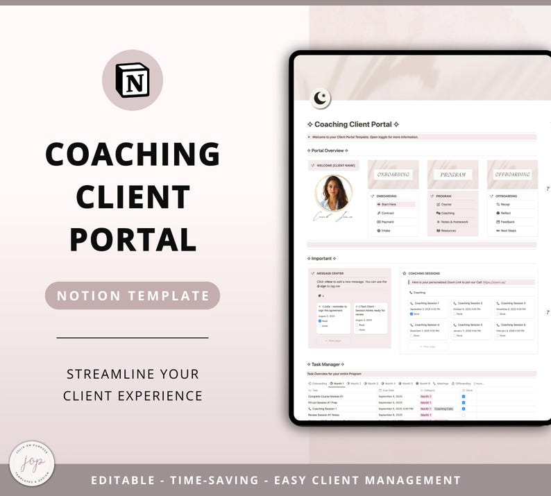 Coaching Client Portal Notion Template, Coach Client Onboarding in ...