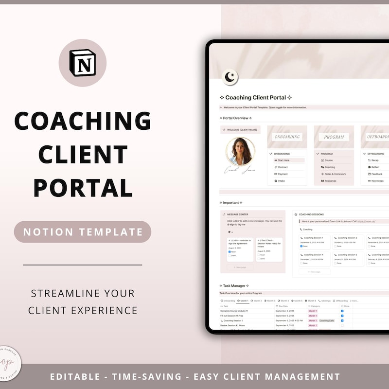Notion Client Coach Portal - Etsy