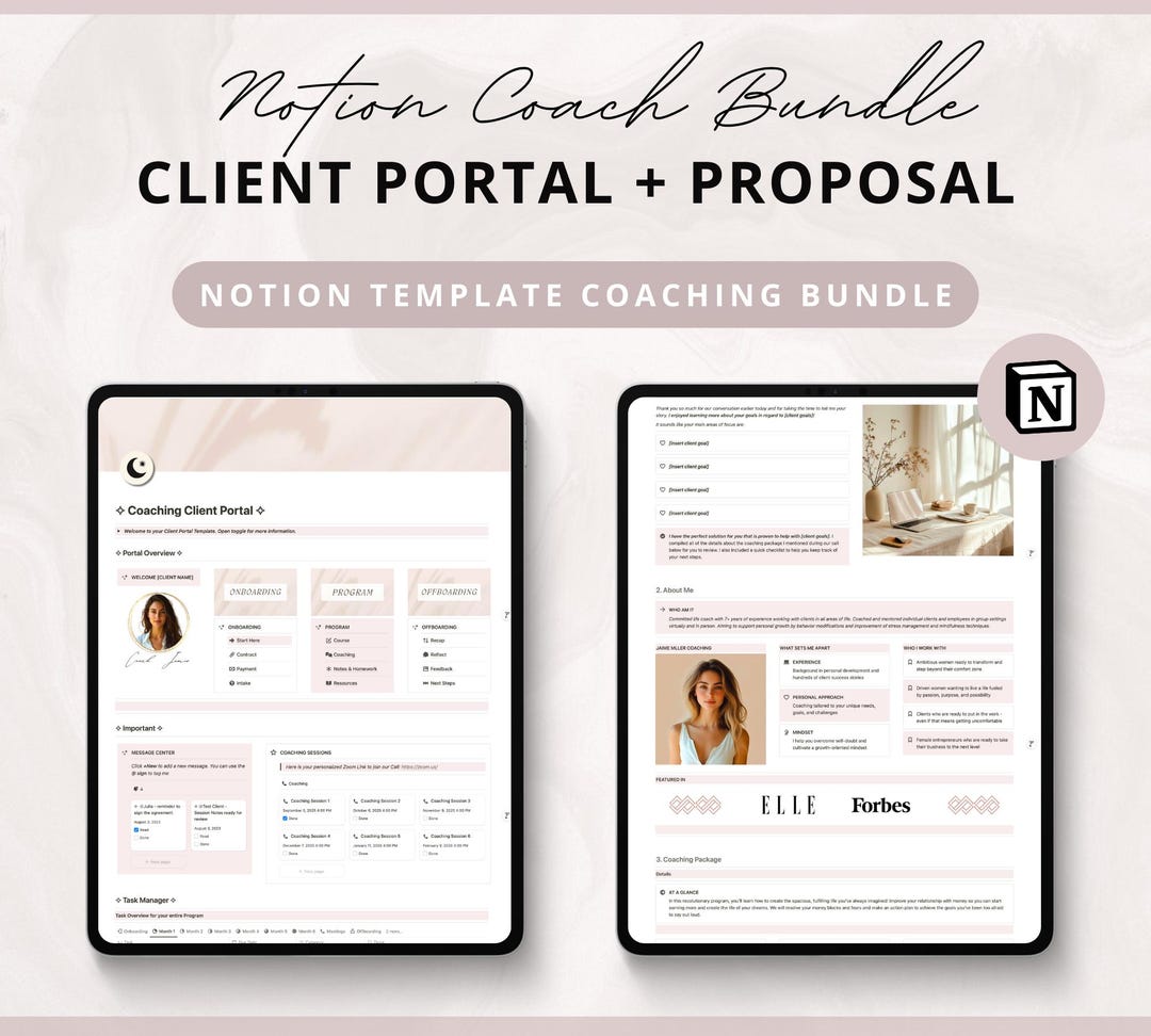 Coaching Client Portal Notion Template, Coaching Proposal Template for ...