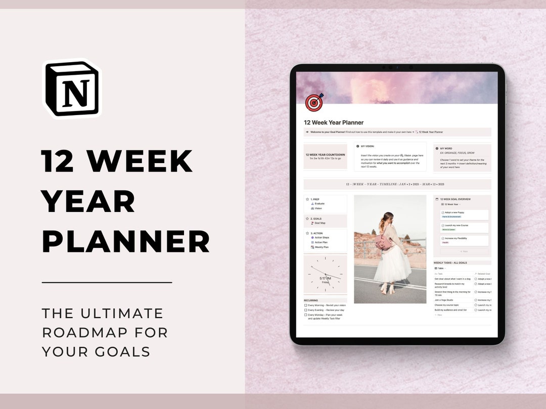 Notion Template 12 Week Year Planner Notion Dashboard Goal Etsy