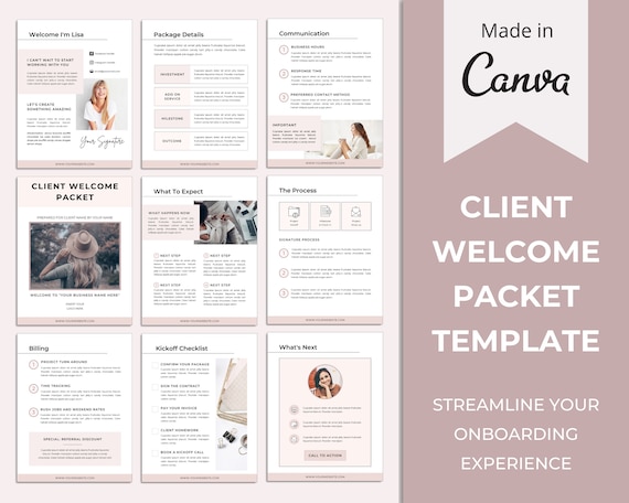 Stationery Welcome Guide Canva Template Client Welcome Client ...