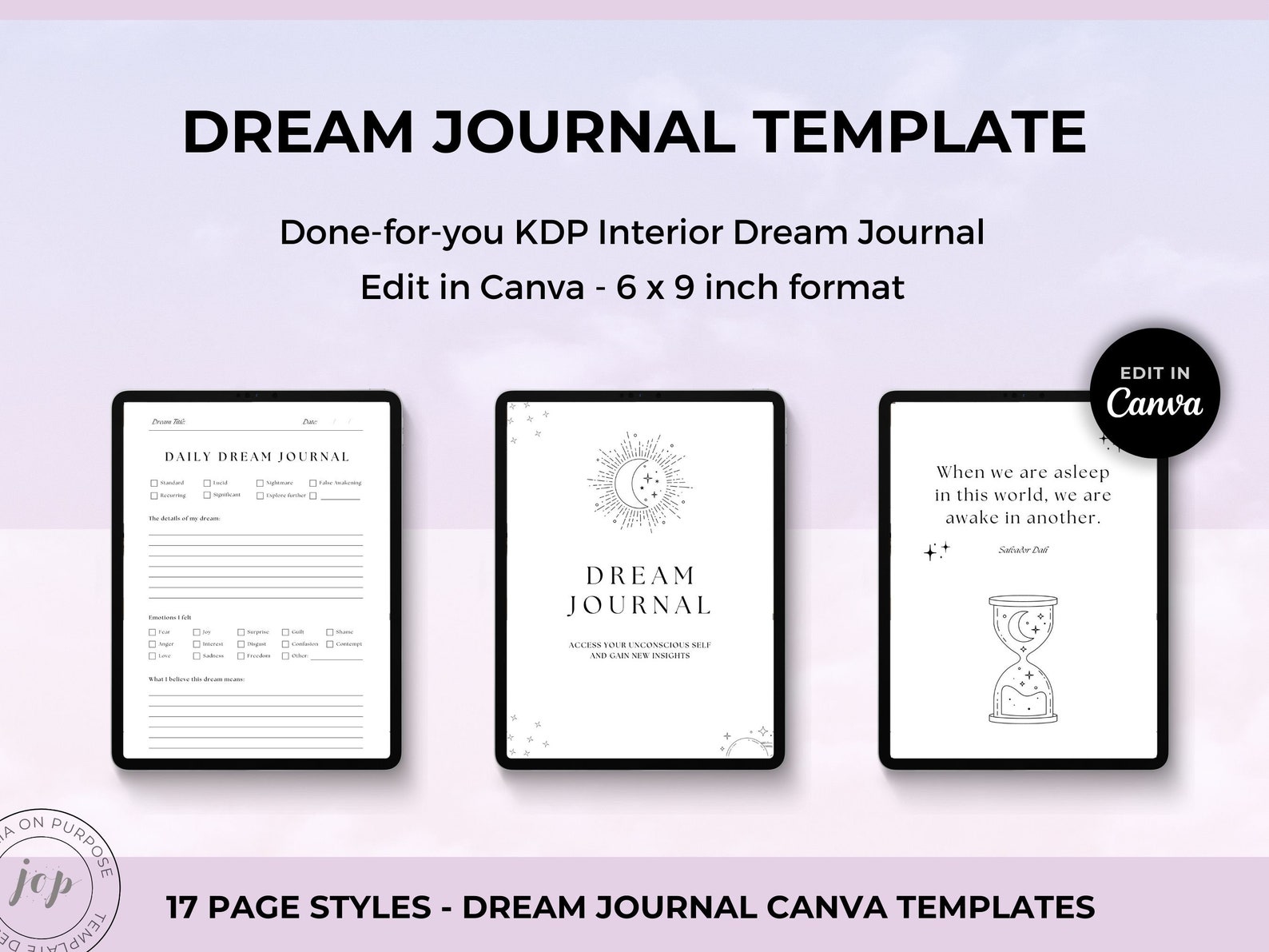 KDP Dream Journal Template KDP Journal Interior KDP Canva Template ...