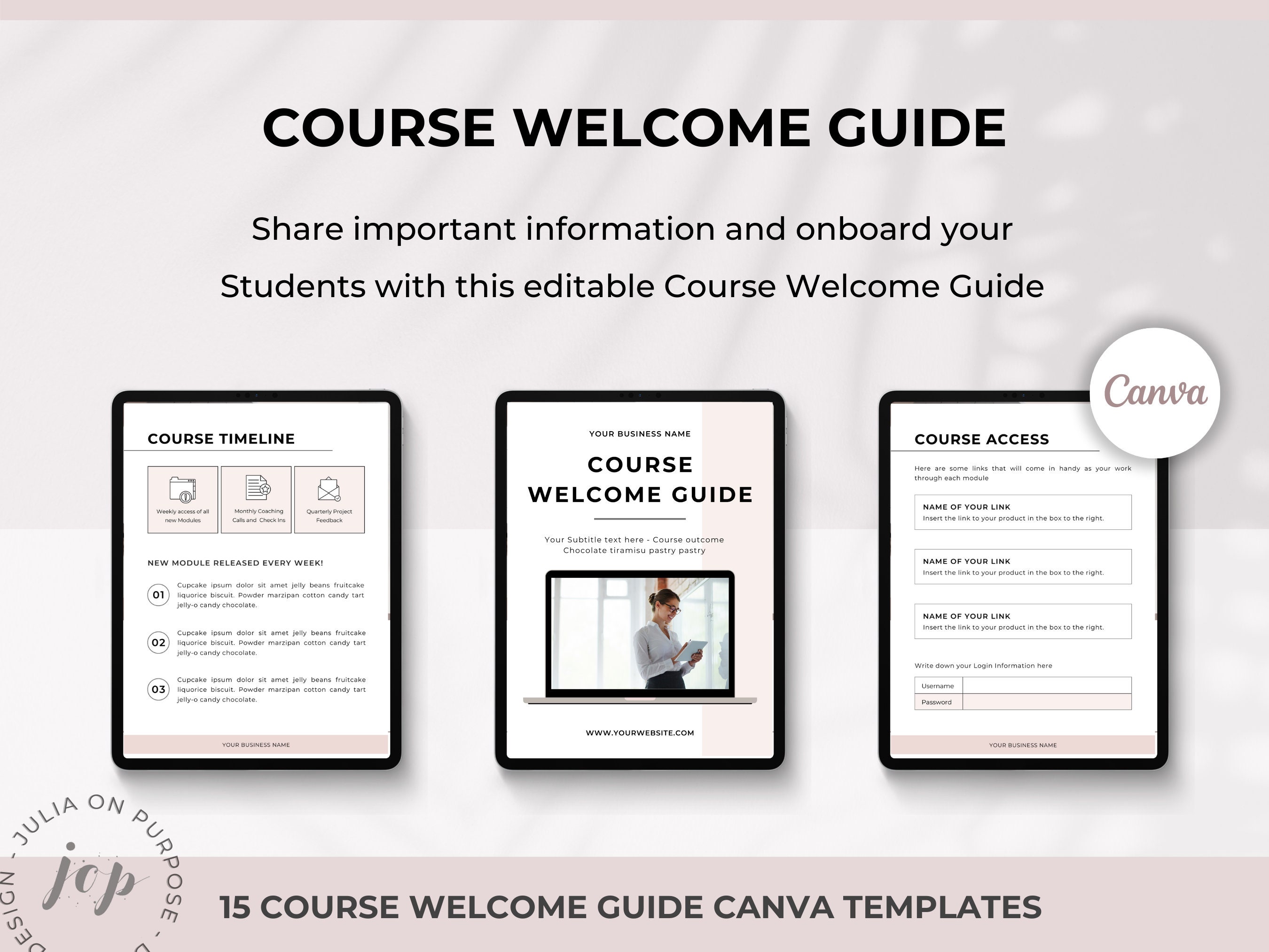 Course Onboarding Guide Canva Template, Course Welcome Guide, Student ...